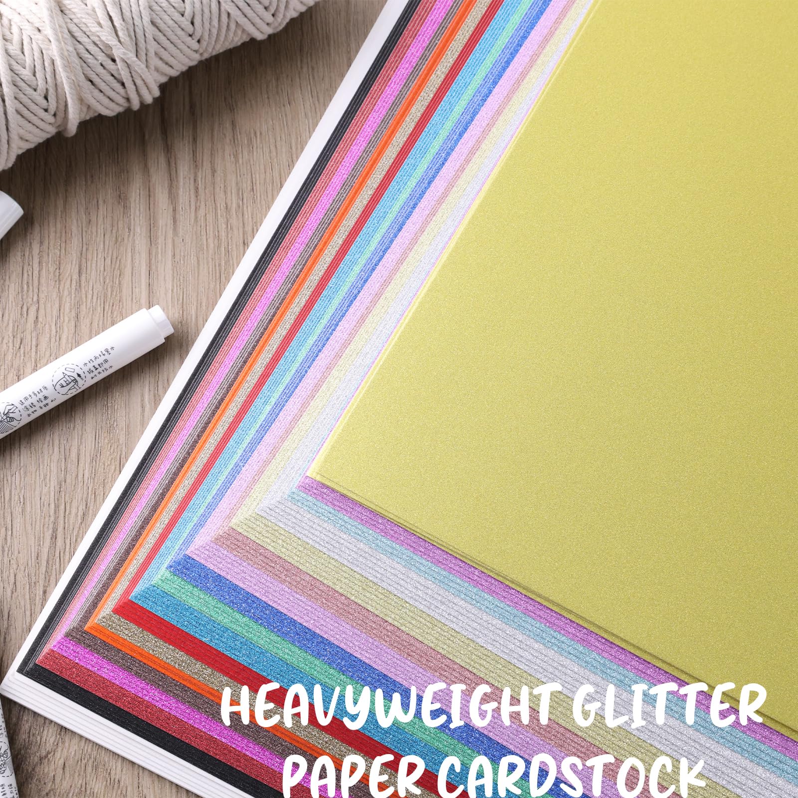 Snapklik.com : 100 Sheets Glitter Cardstocks A4, Heavyweight Craft ...