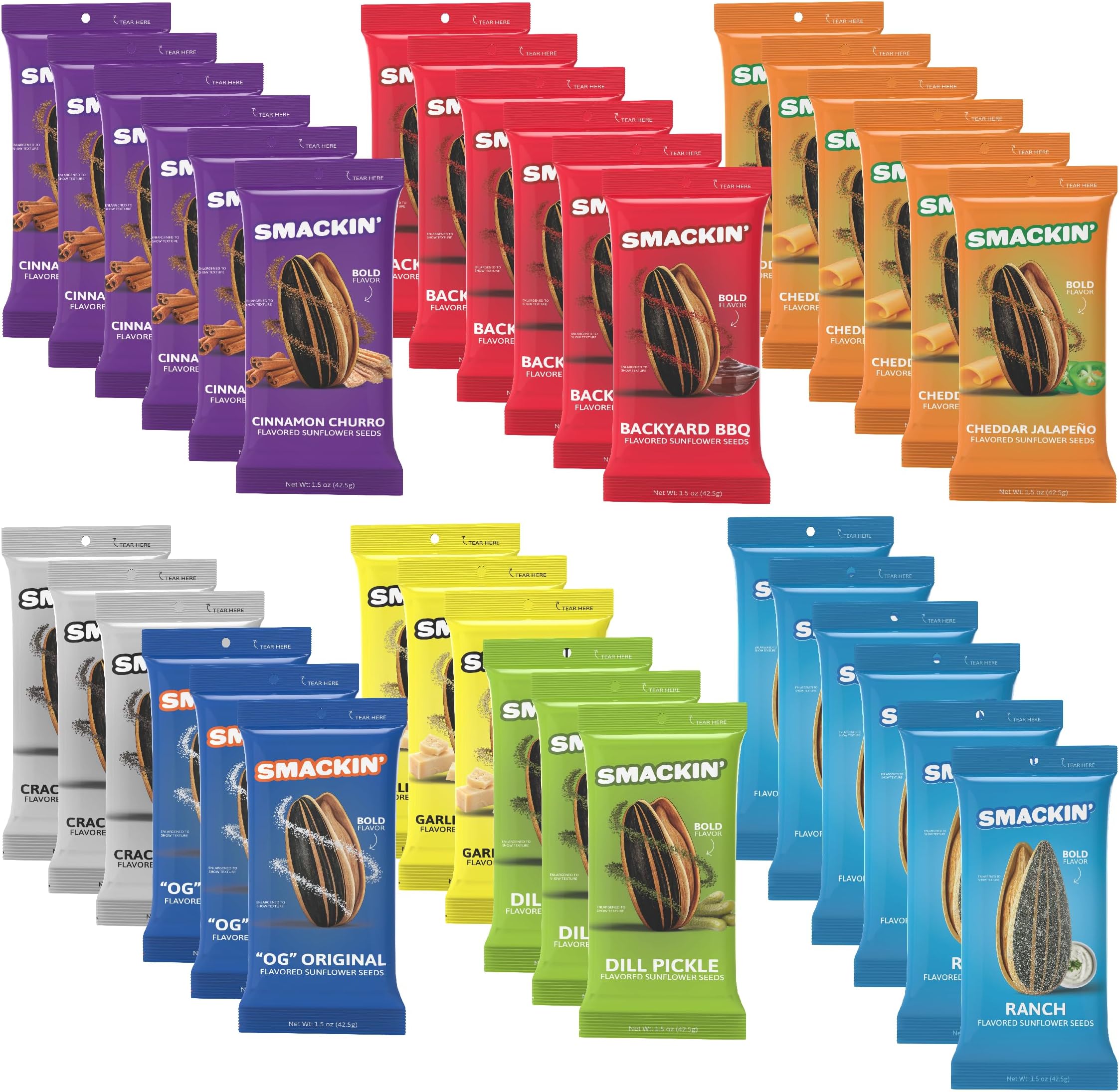 Amazon.com : SMACKIN' Sunflower Seeds, Roasted Jumbo Small-Batch ...