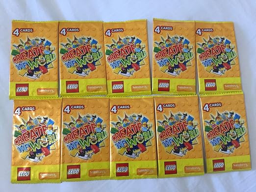 Lego Sainsburys Create the World Cards, 40 cards, 10 packs of 4. Yellow ...