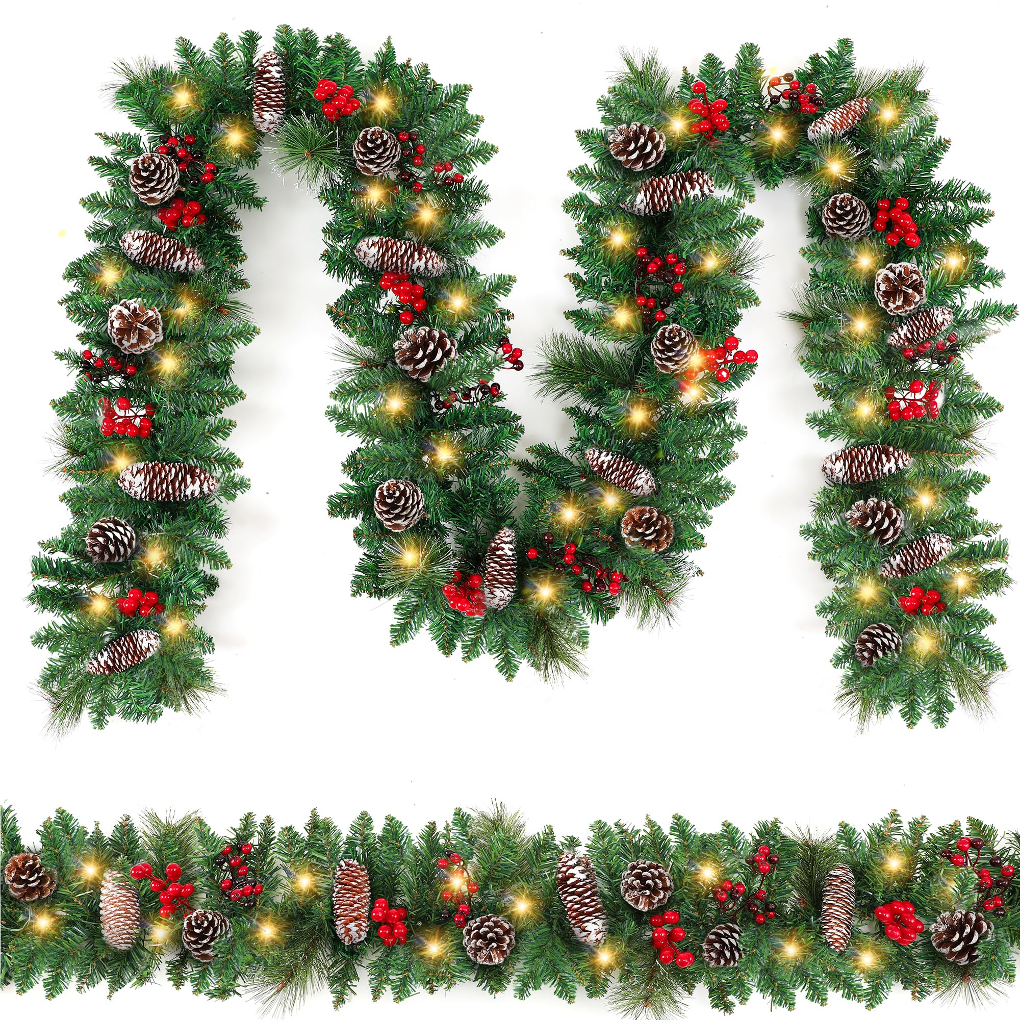 Snapklik.com : 9FT Christmas Garland Decoration Battery Operated ...