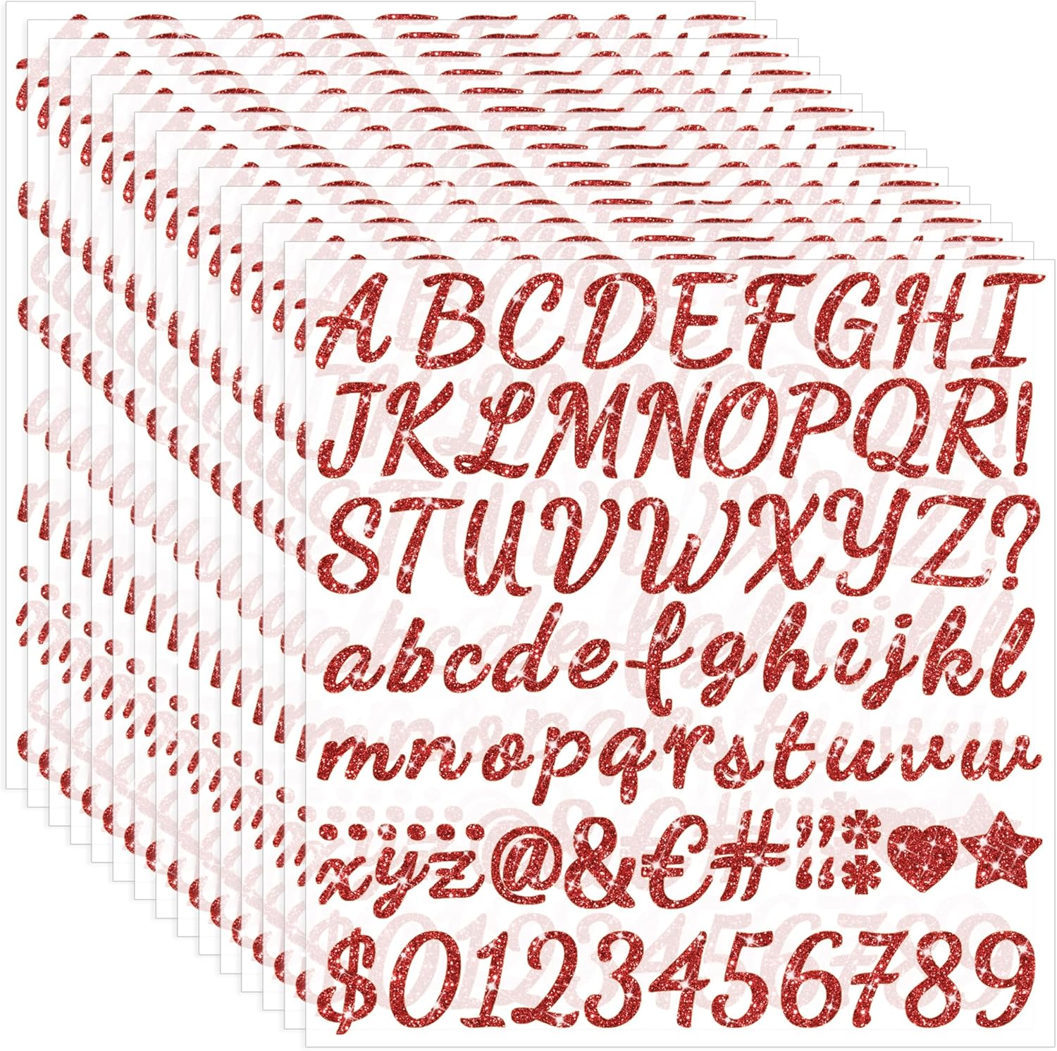 Amazon.com: 1245 PCS Letter Stickers Glitter 15 Sheets Alphabet Number ...