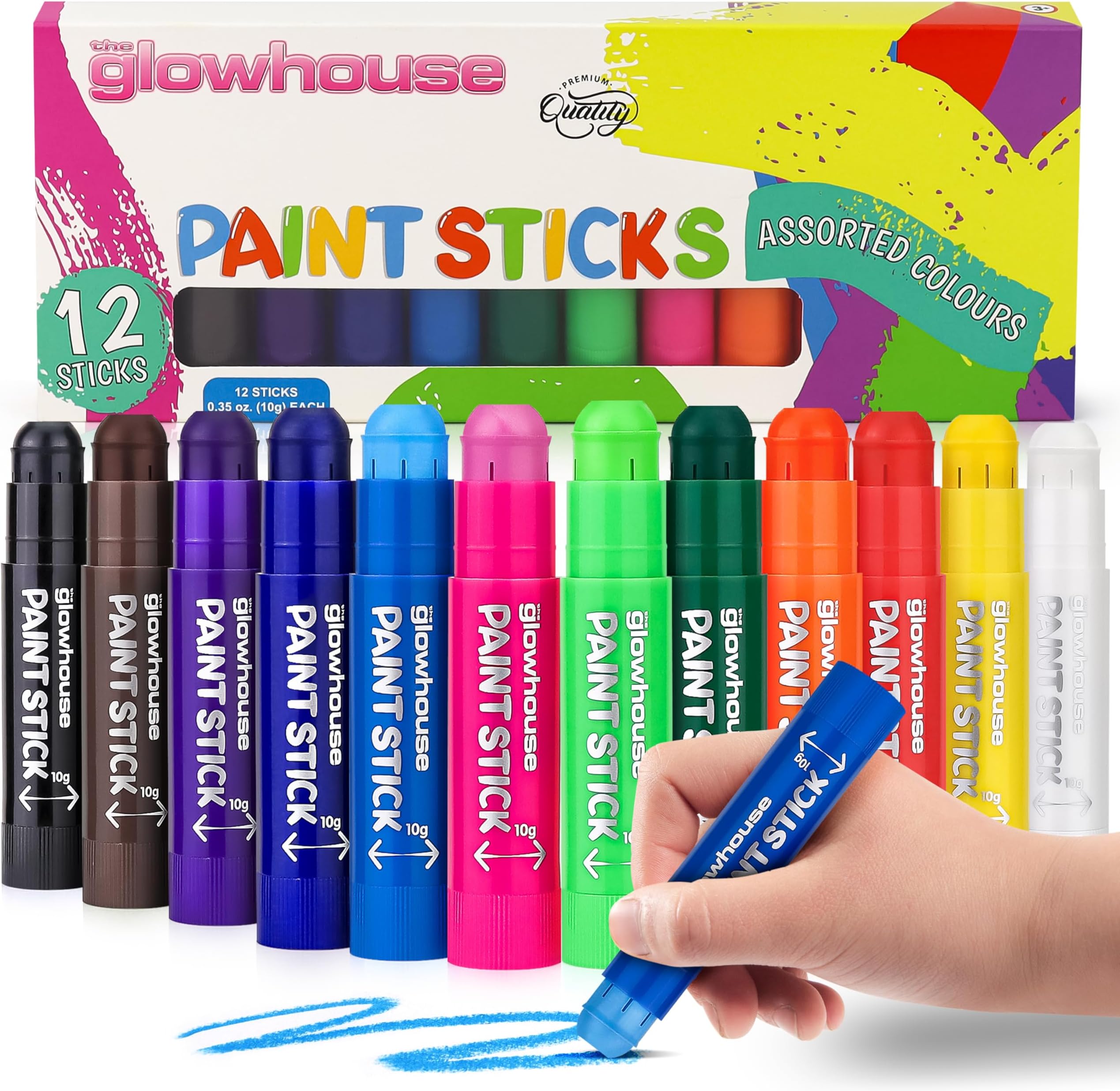 Amazon.com: The Glowhouse Tempera Paint Sticks Classic Colors 12 Pack ...