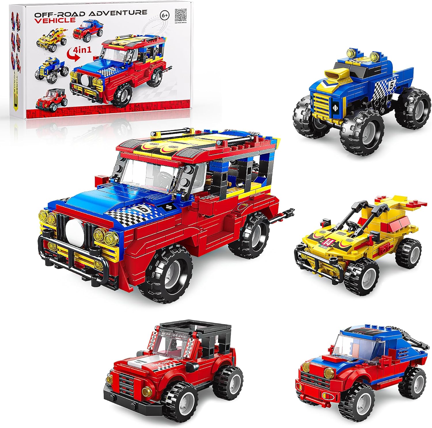 Amazon.com: WATSABRO Off-Road Vehicle Building Blocks, STEM Toys, 4 in ...