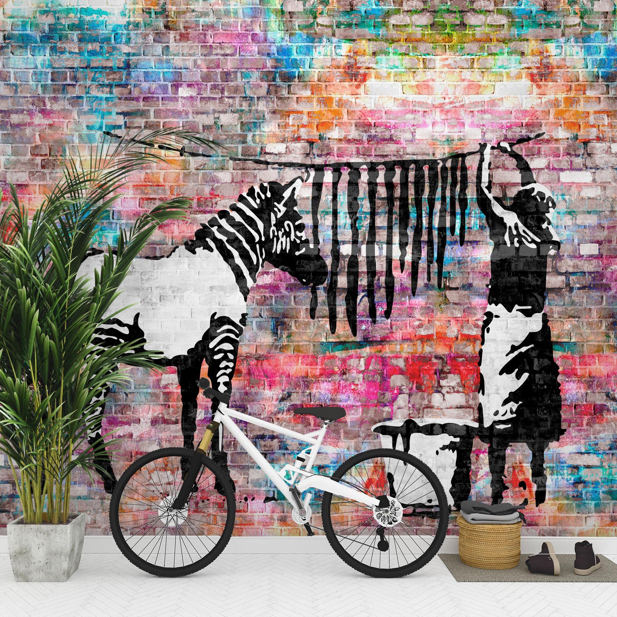 Banksy Graffiti Wallpaper Zebra