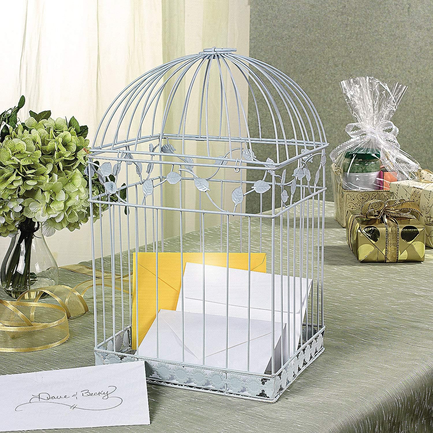 Amazon.com: White Vintage Bird Cage Decor and Card Holder (Metal ...