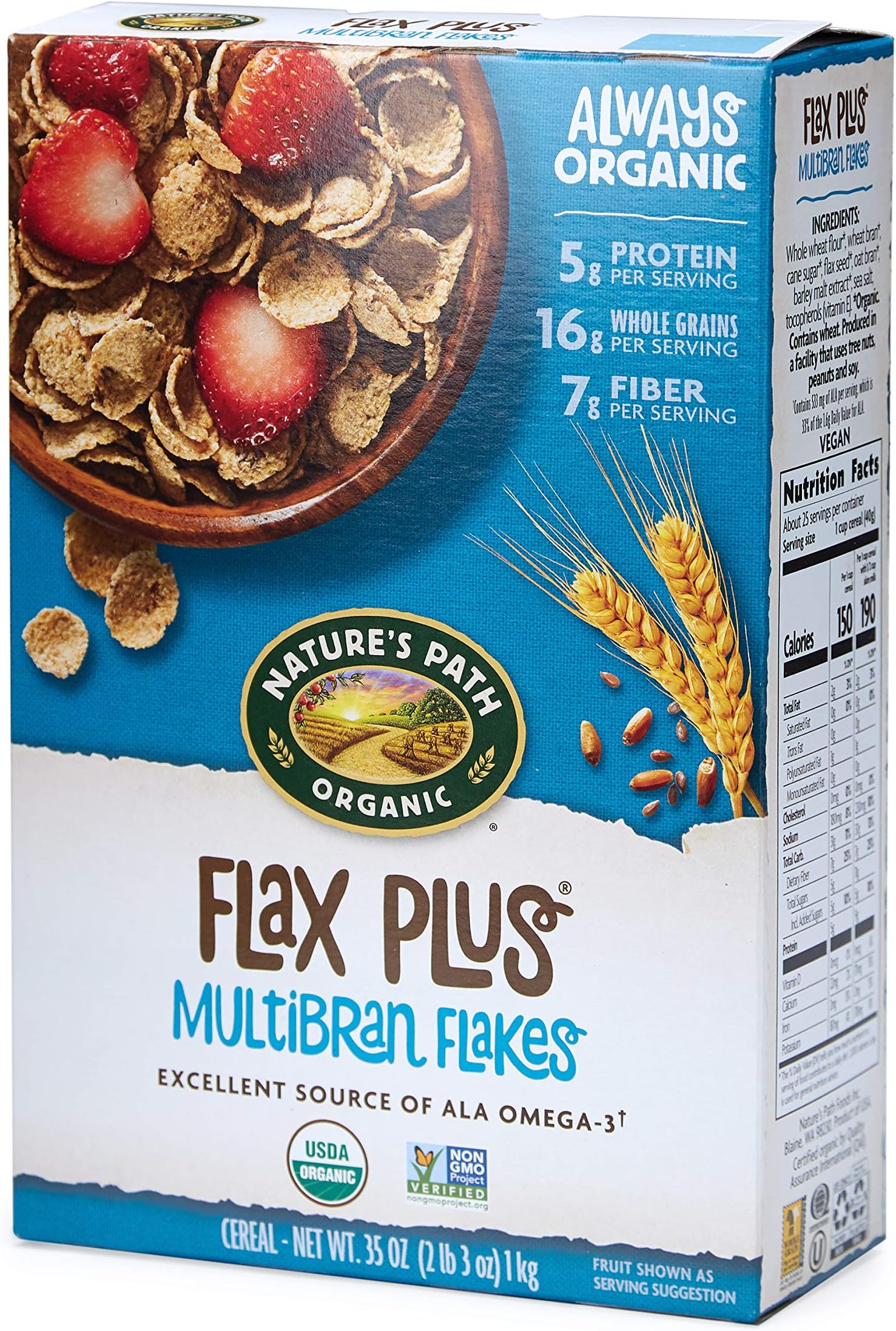 Amazon.com: Nature's Path Flax Plus Organic Cereal, Multibran Flakes ...