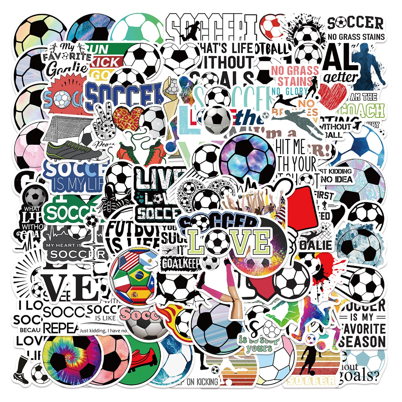 100PCS Soccer Stickers, Soccer Party Favors for Kids, Sports Stickers ...