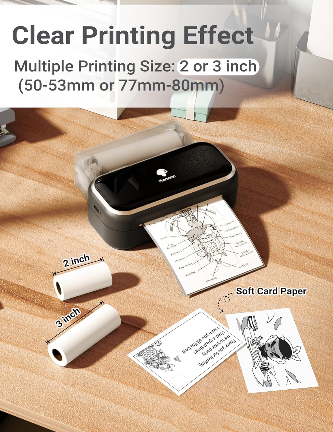 Phomemo Impresora adhesiva TP31, impresora térmica portátil, mini ...