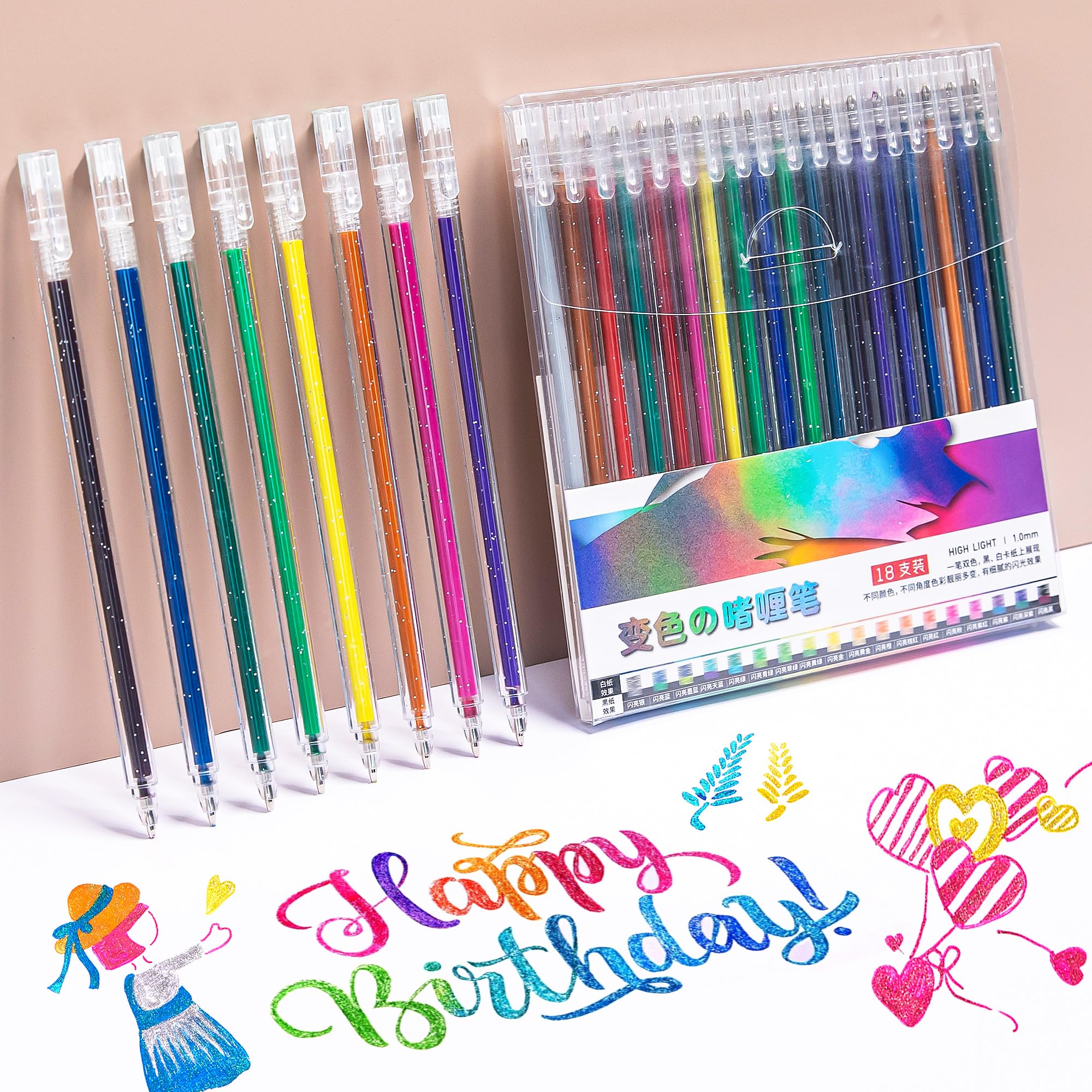 Amazon.com: XWT 18 Colors Glitter Gel Pens Set, Sparkling Shiny ...