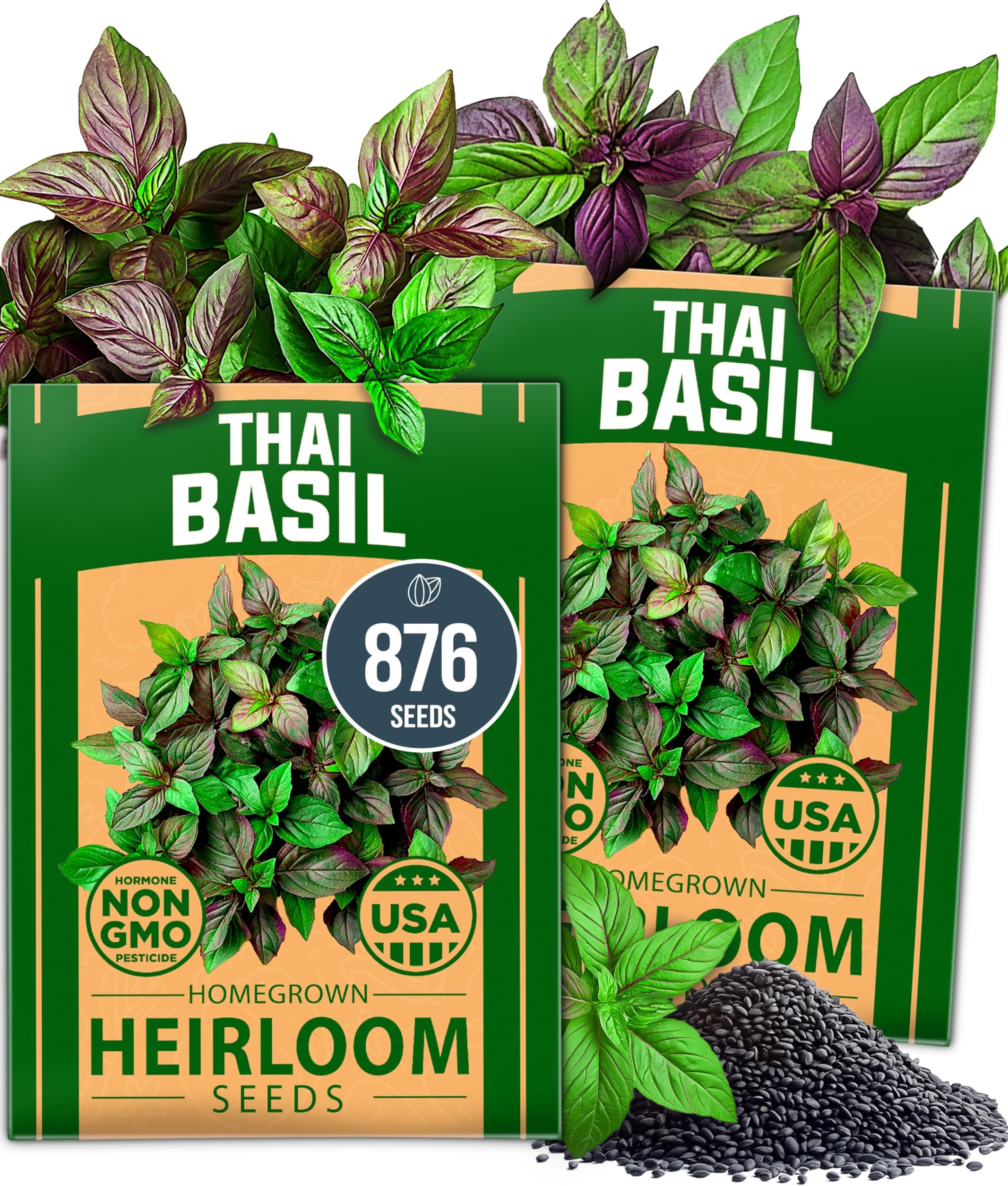 Amazon.com : HOME GROWN Thai Basil Seeds Pack - 876 High Germination ...