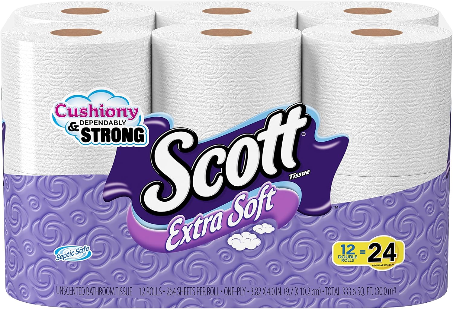 Scott Papel higiênico extra macio, rolo duplo, 12 rolos, tecido de ...