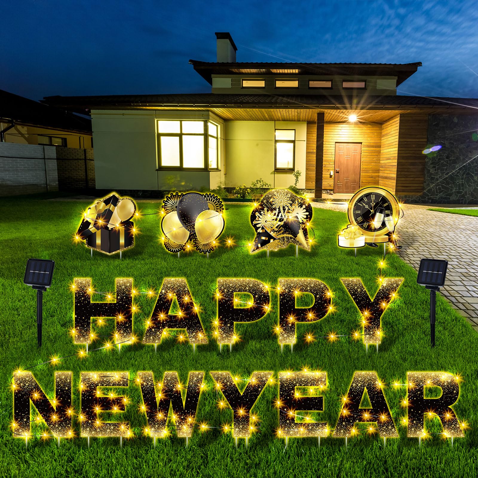 Amazon.com : Memorywuu 16 Pieces 13'' Happy New Year Yard Signs with ...