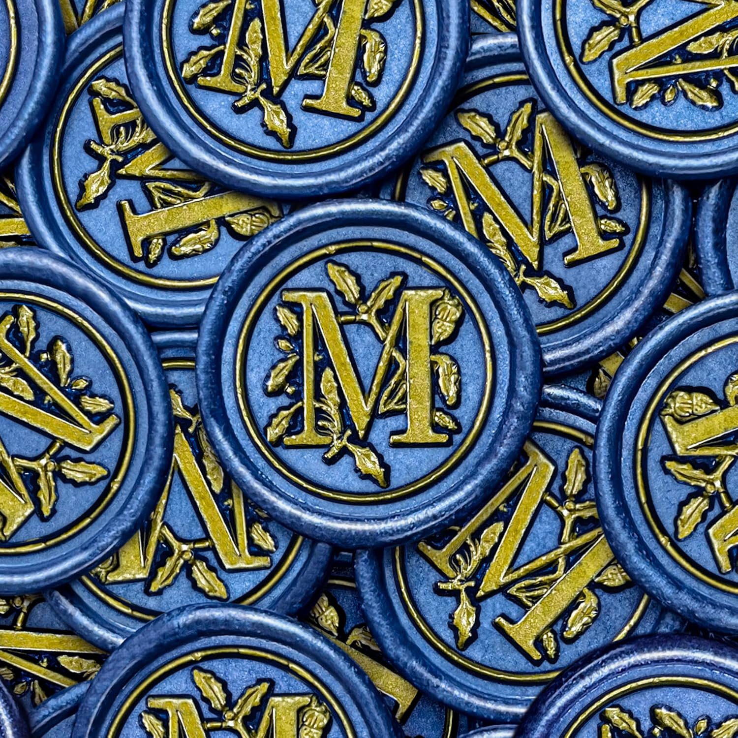 Amazon.com: 25Pcs Gold & Blue Wax Seal Stickers Handmade Envelope Seals ...