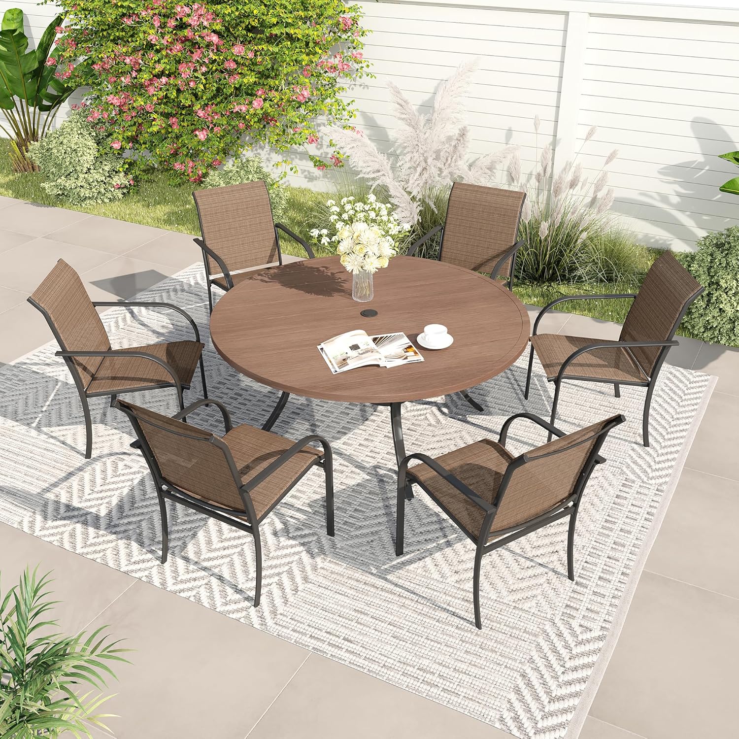 Amazon.com: VICLLAX Patio Dining Set for 6, Outdoor Furniture Set ...