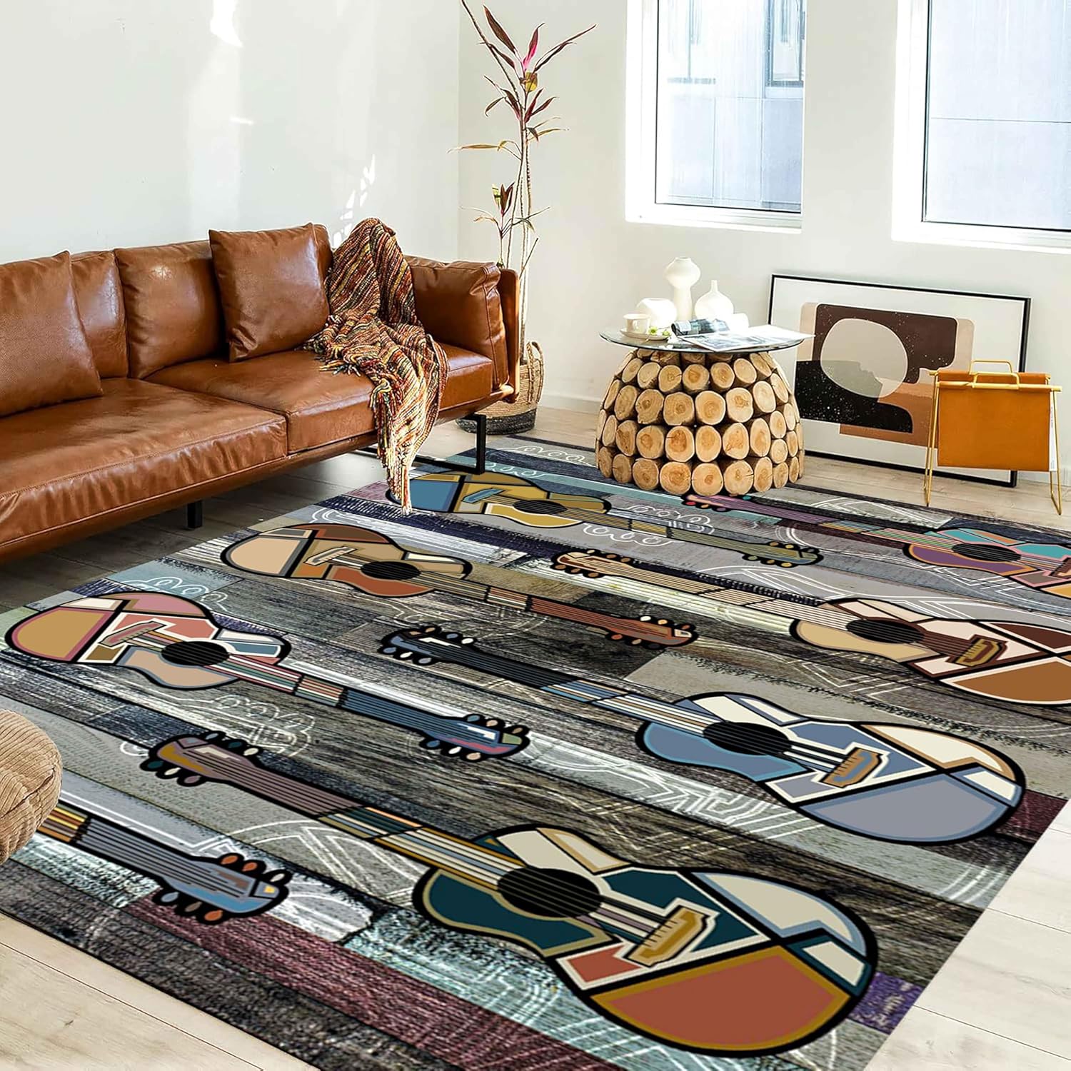 Amazon.com: Guitar Rug for Living Room, 6x8ft, Colorful Stylish Guitar ...
