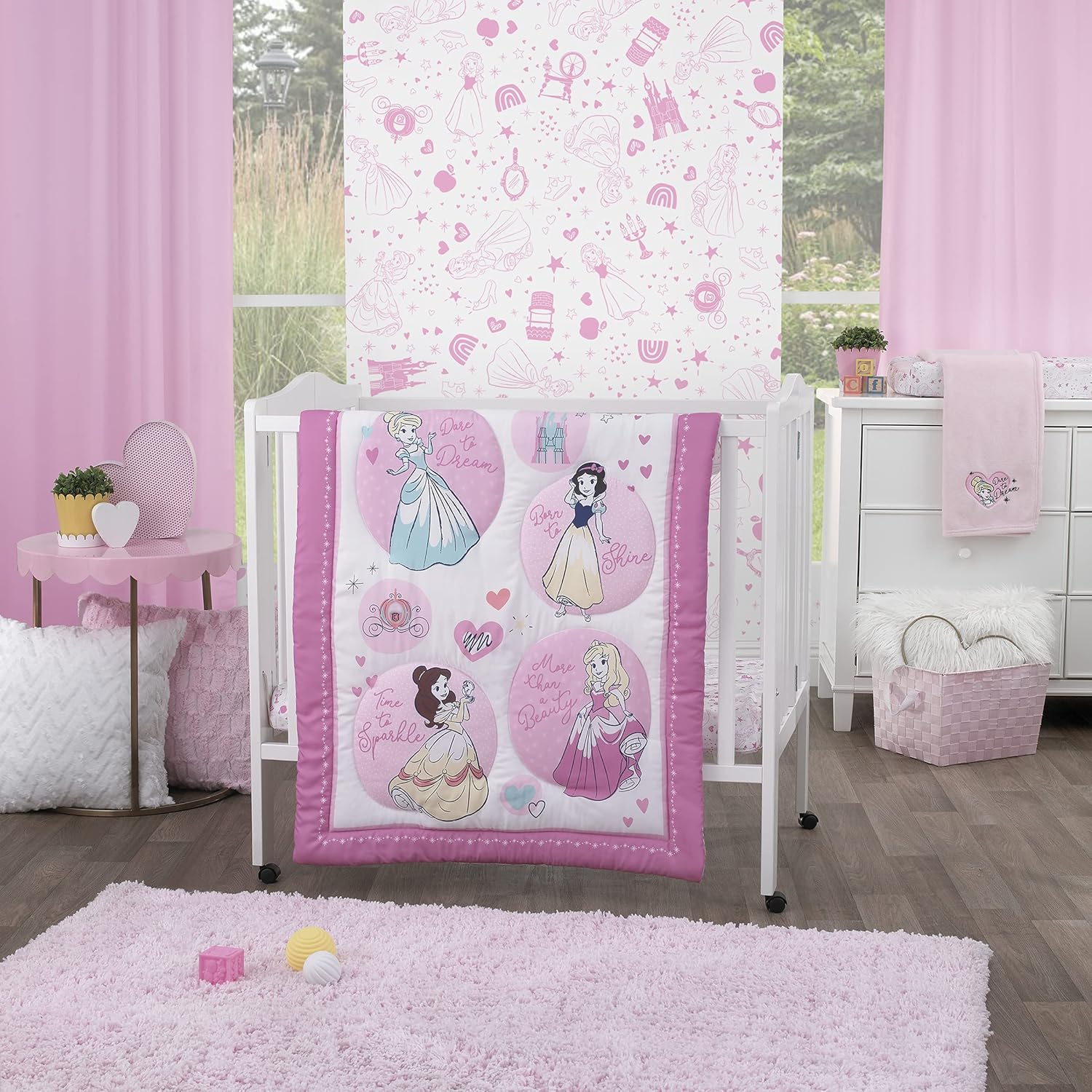 Amazon.com : Disney Princess Dare to Dream 3Piece Nursery Mini Crib ...