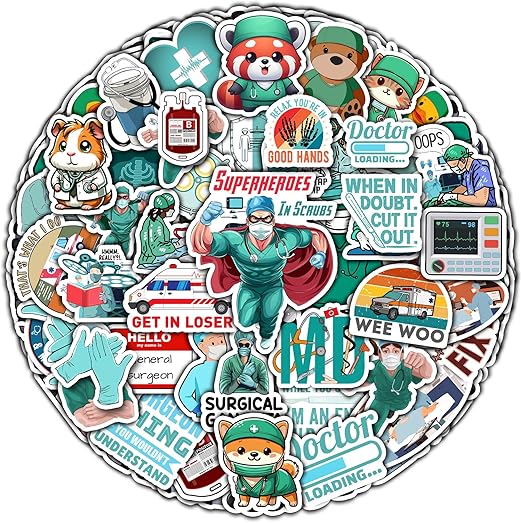 Amazon.com: BIGZORO 50 PCS Surgeon Stickers Pack Health Waterproof ...