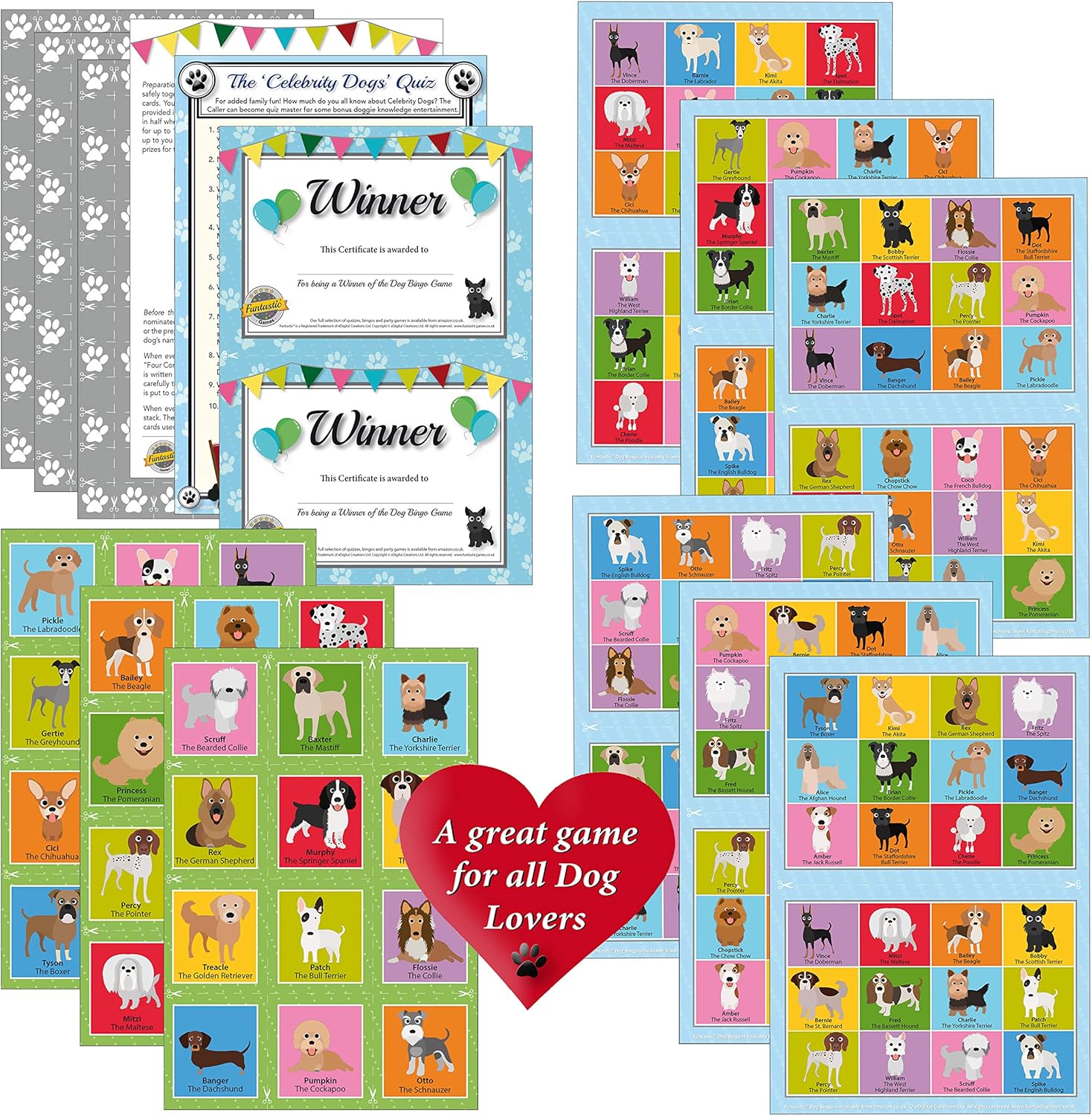 Dog Bingo Game: Bingo fun for Doggie Lovers of all ages. A fun activity ...