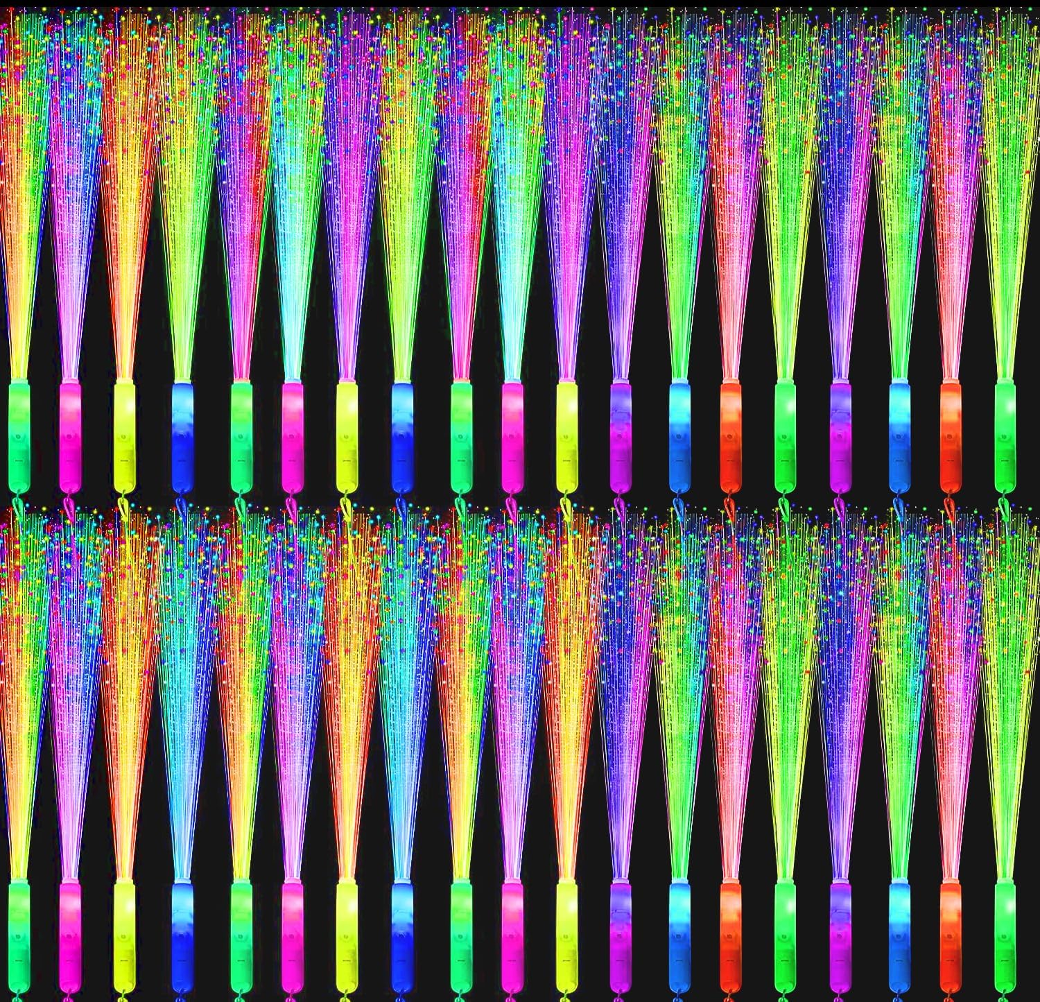 Amazon.com: Beselley 48 Pack Glow Fiber Wands Sticks LED Light up ...