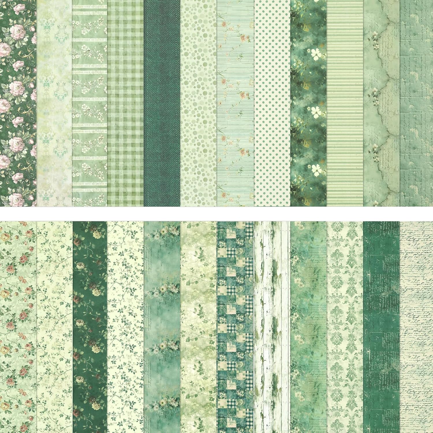 Amazon.com: Vintage Green Scrapbook Paper 12x12 Inch, 24 Sheets/24 ...