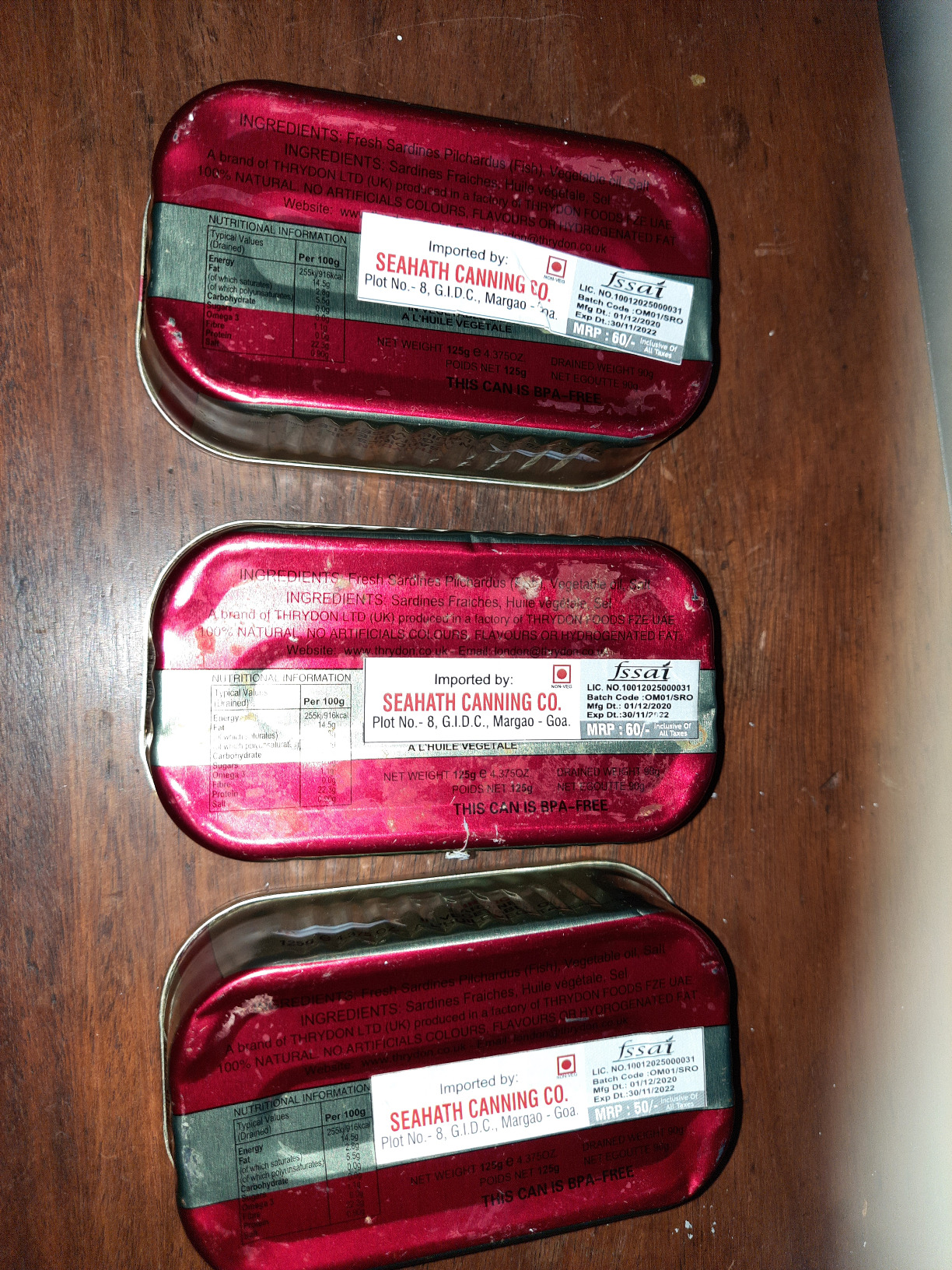 Seahath - Sardines in Vegetable Oil, 125g (Pack of 4) : Amazon.in ...