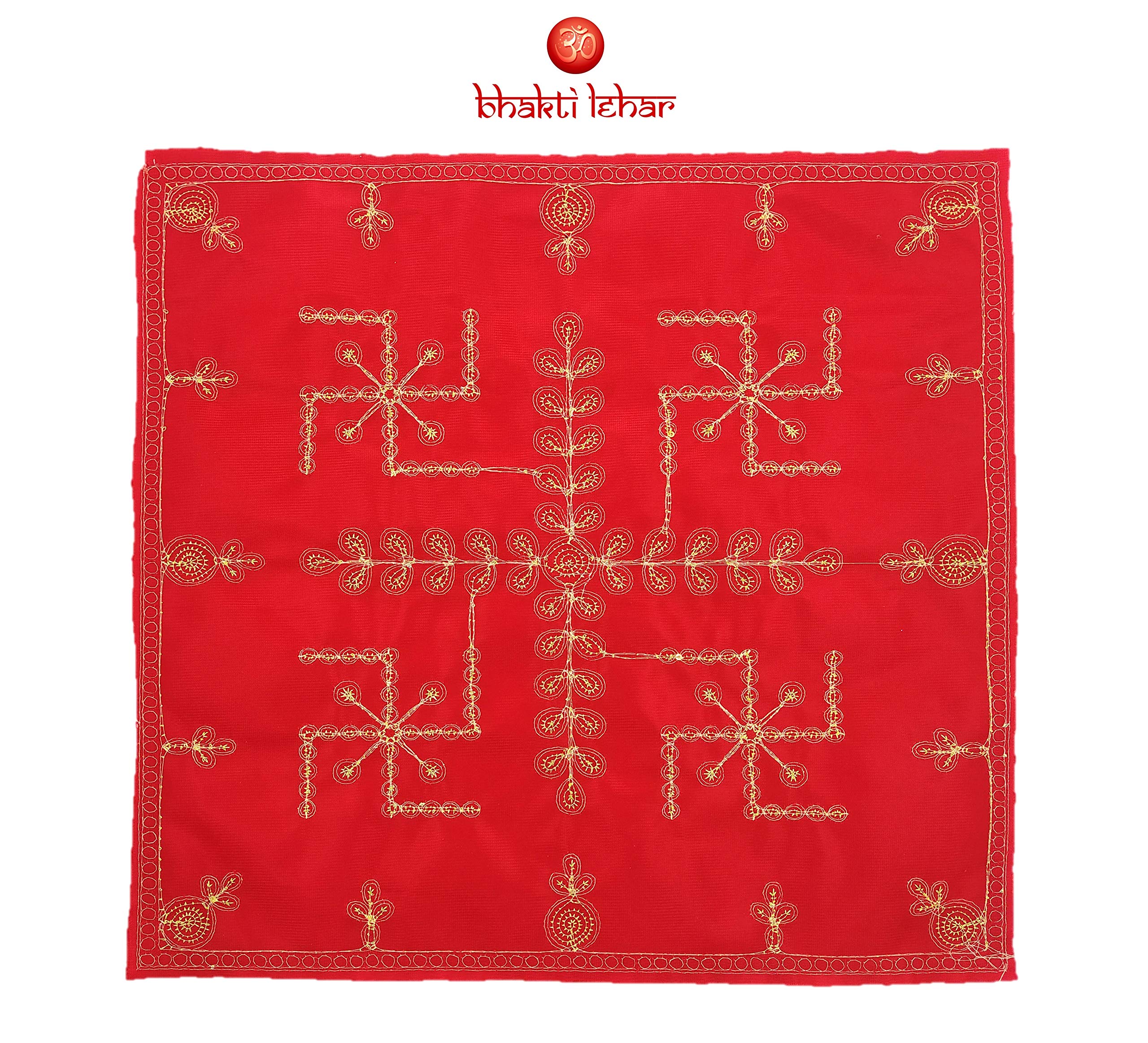 Buy Bhakti Lehar Swastik Design Red Velvet Pooja Aasan Cloth/Pooja ...