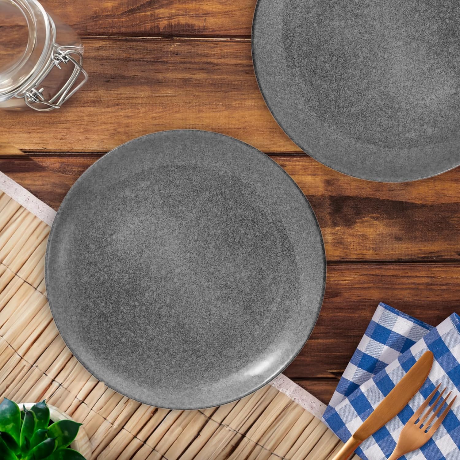 Buy Anko 8" Grey Glazed Stoneware Side Plate | Pack of 2 | Appetizers ...