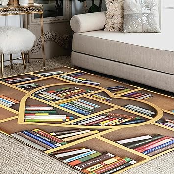 Amazon.com: ALAZA Educational Bookshelf Area Rug Rugs for Living Room ...