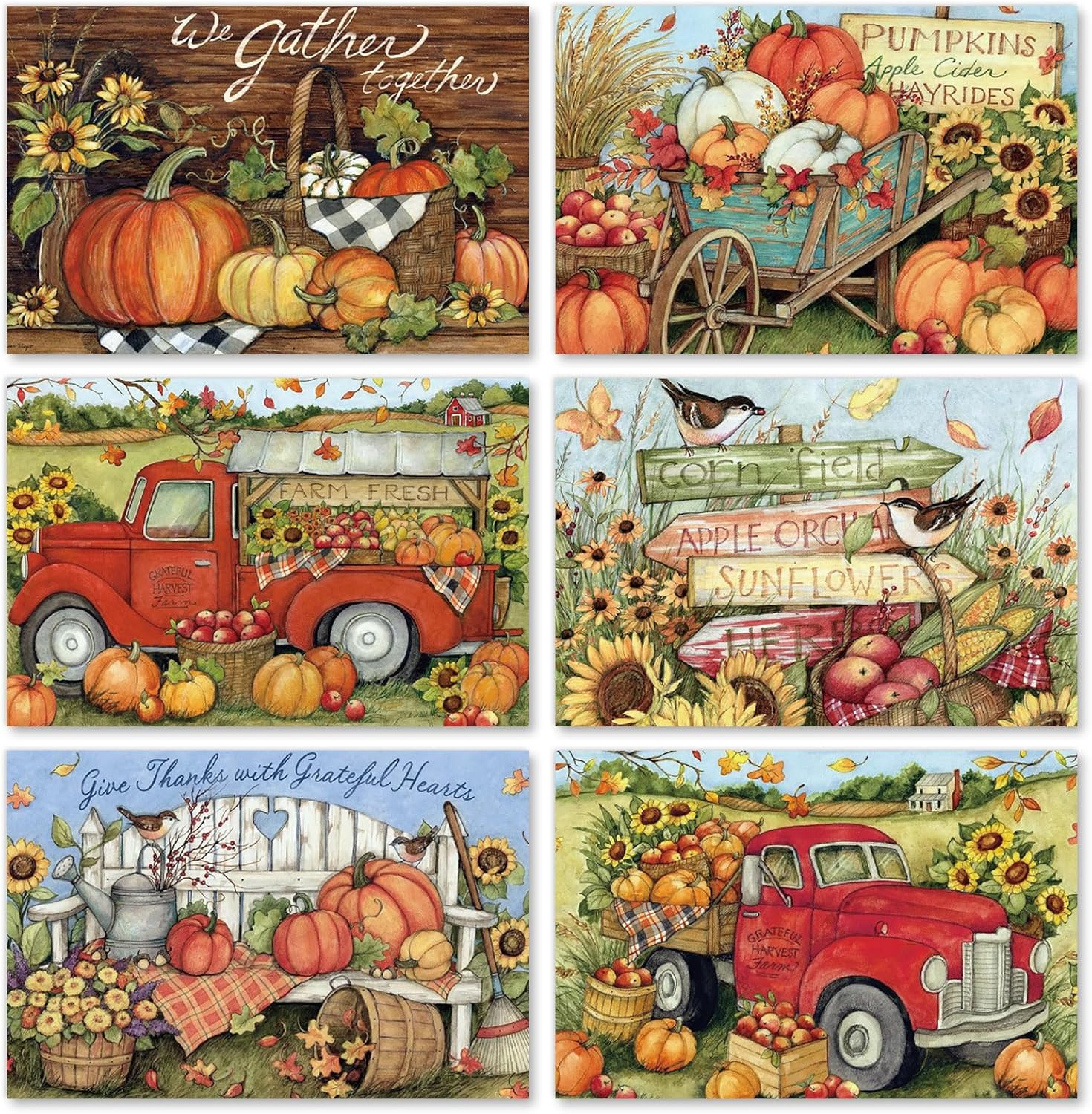Amazon.com : AnyDesign Fall Farmhouse Greeting Cards Set, 36 Packs with ...