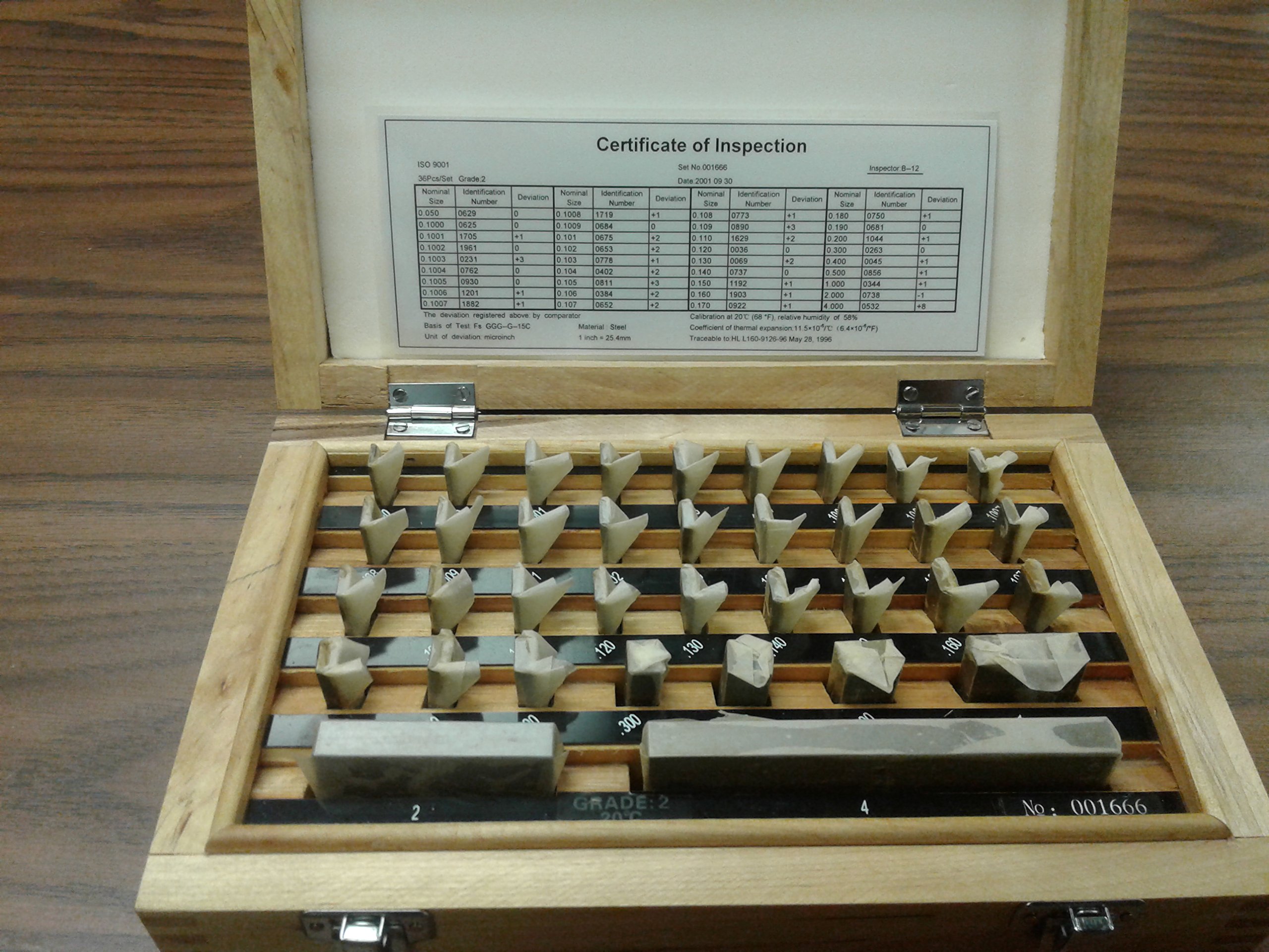 36 PCS Precision GAGE Block Set NIST Equivalent Certificate,Grade 2 ...
