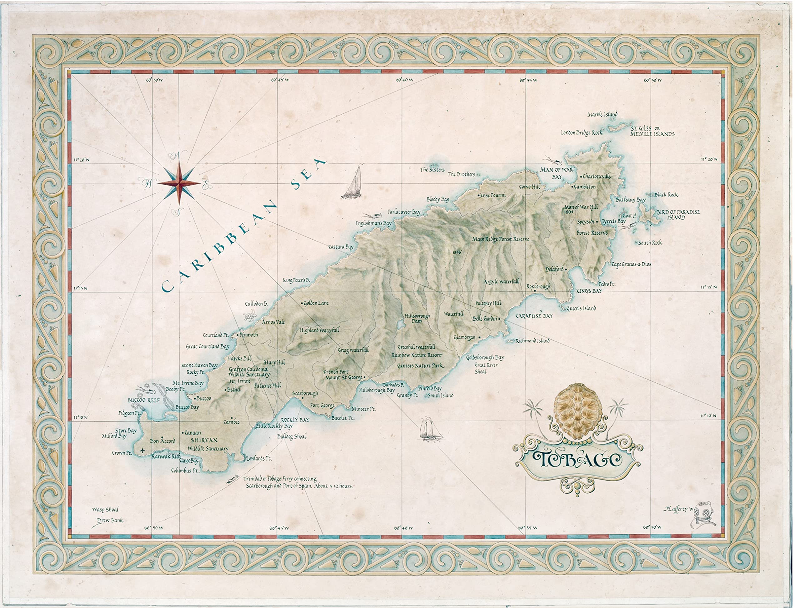 Amazon.com: One Treasure Limited Antique Vintage Old World Caribbean ...