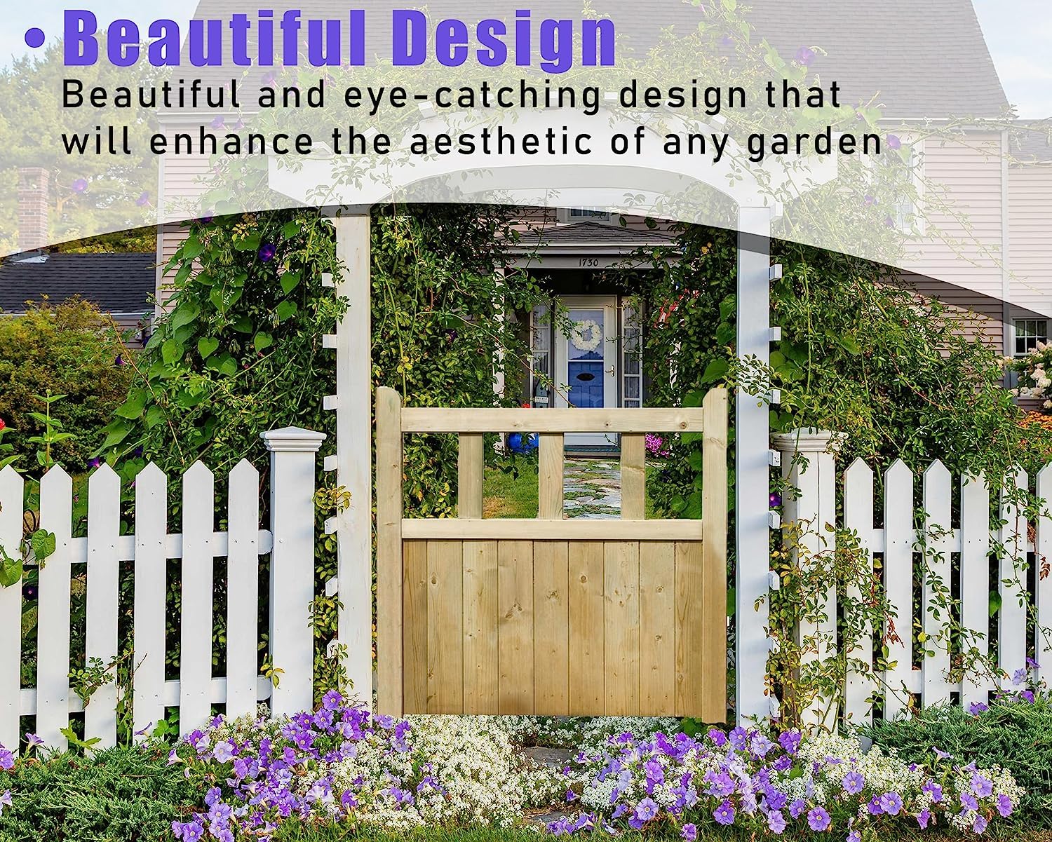 Cedar Garden Gate Beautiful PaMeer 90x90CM Wooden Garden Gate, Picket