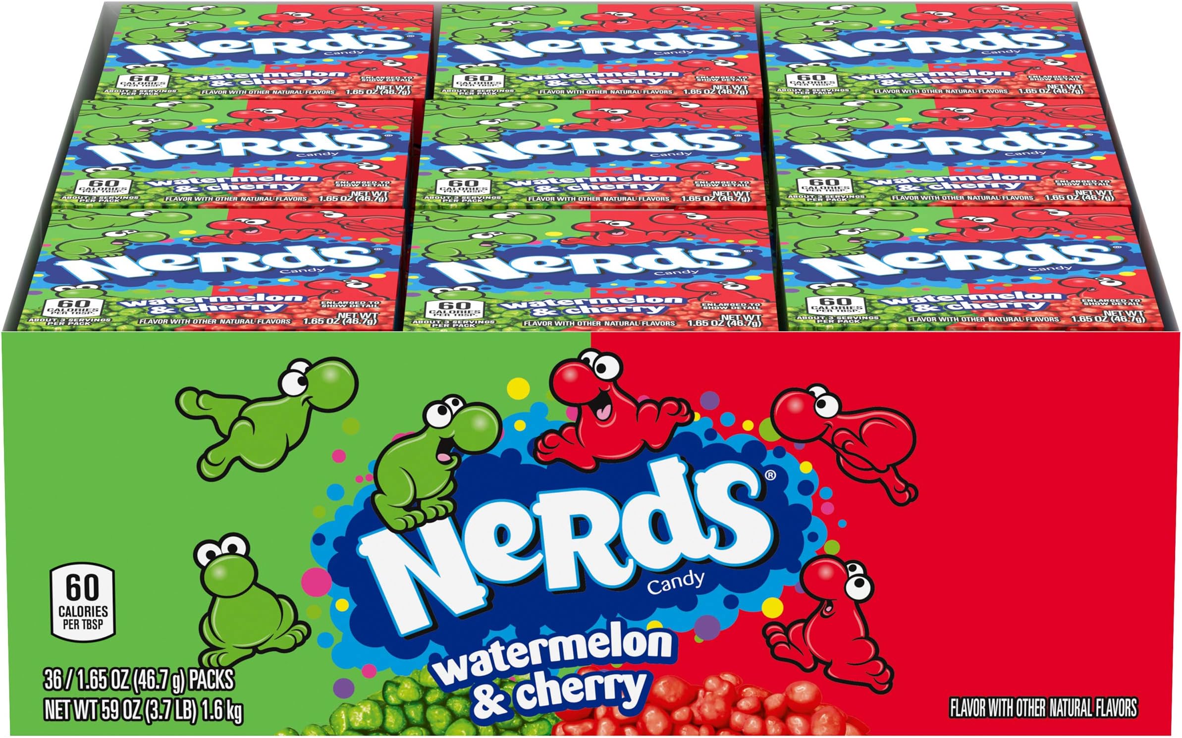 Amazon.com : Nerds Candy, Watermelon & Wild Cherry Flavor, 1.65 Ounce ...