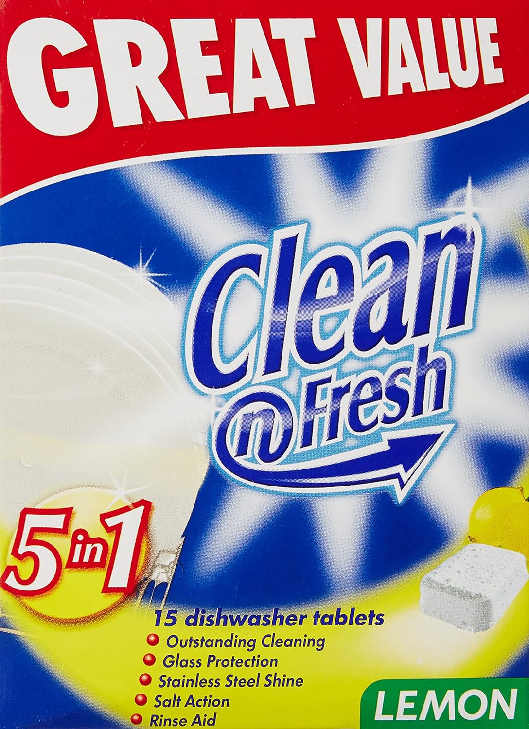 Buy Clean n Fresh Dishwasher 5 in 1 Tabs - 15 Tablets (Lemon Flavour ...