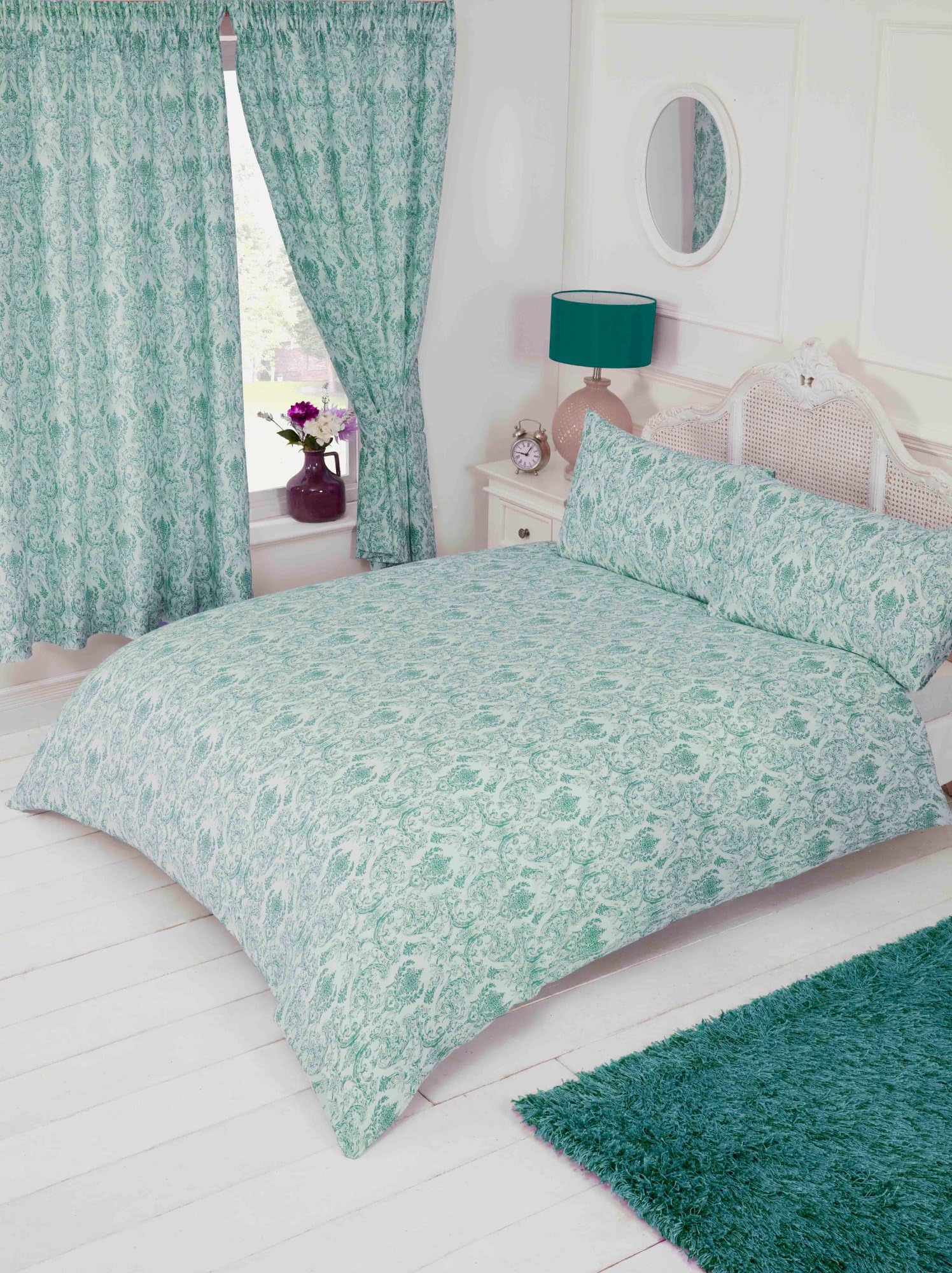 HOMEMAKER BEDDING ® Duvet Set Blossom Flower Duck Egg Teal Quilt Cover ...