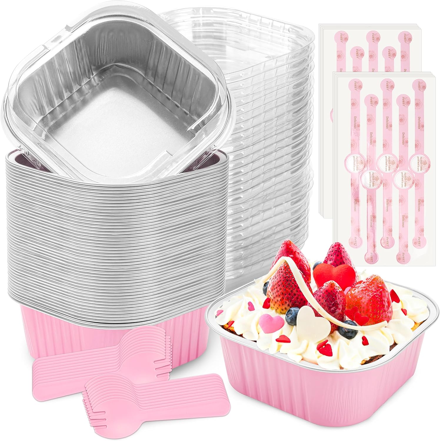 Amazon.com: NPLUX 60 Pack Mini Cake Pans with Lids, Mini Aluminum Pans ...