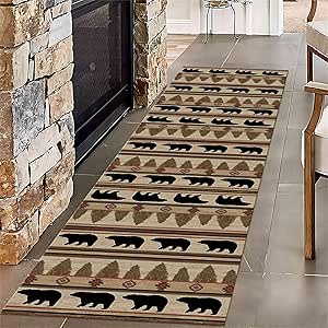 Amazon.com: Fouiunler Black Bear Runner Rug for Hallway,2x7ft, Rustic ...