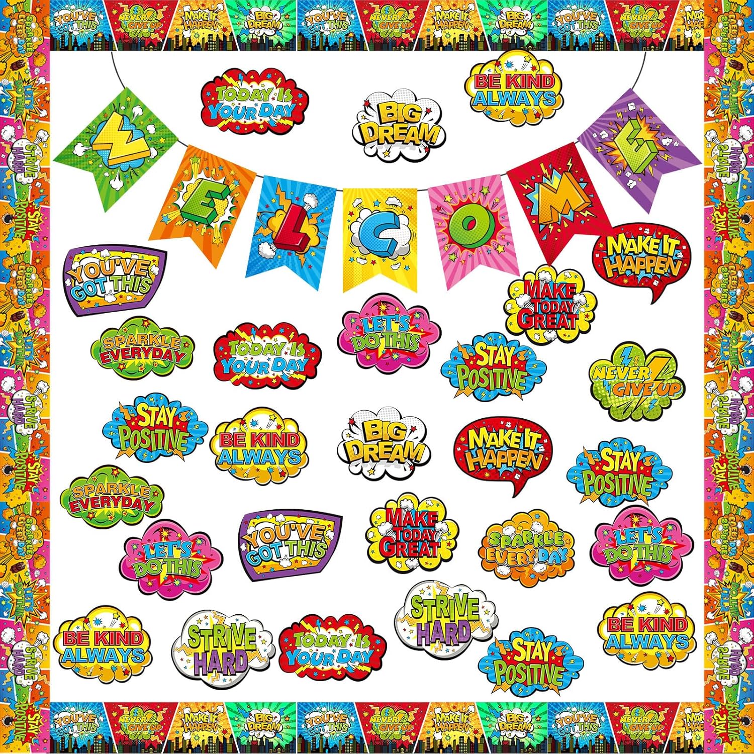 Amazon.com : 109 Pcs Hero Welcome Classroom Bulletin Board Set Hero ...
