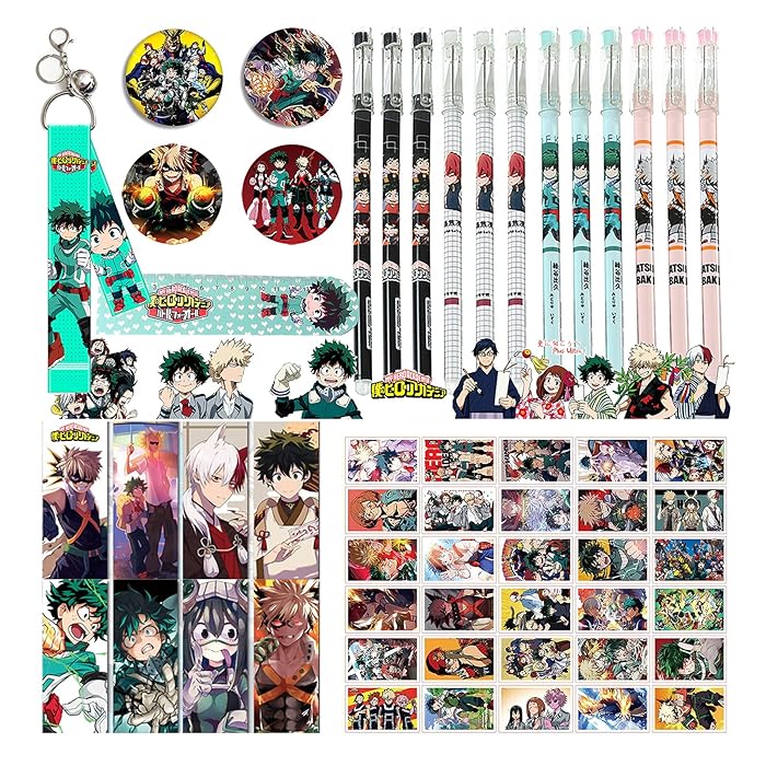 Buy My Hero Academia Merch Set 12 Pack Mha Pen 30 Pack Lomo Card 1 Pack ...