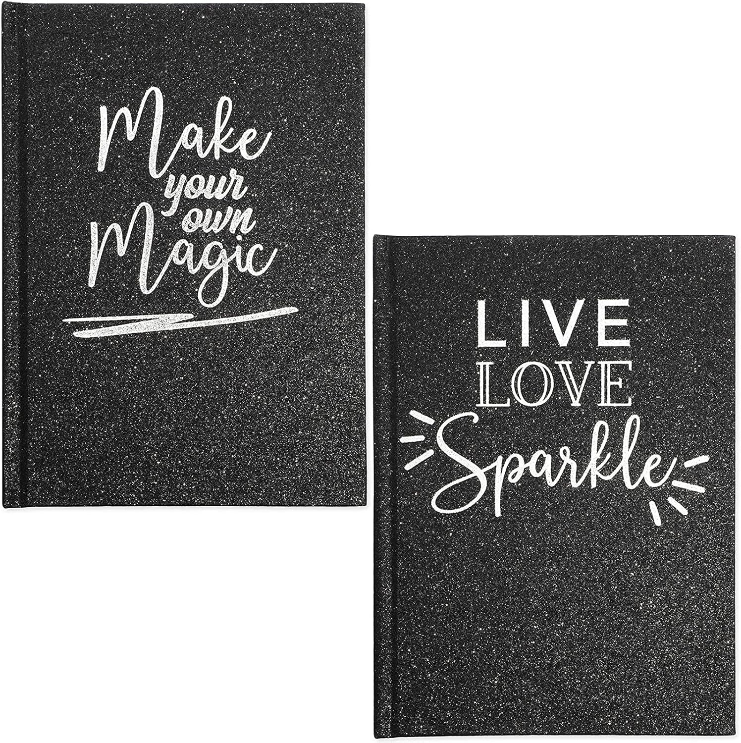 Amazon.com: Paper Junkie A5 Hardcover Notebook Journal, Black Glitter ...