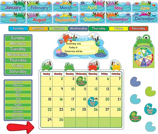 Amazon.com : Carson Dellosa Funky Frogs Calendar (110205) : Teachers ...