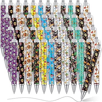 Amazon.com : Cholemy 48 Pcs Day of The Dead Pens Bulk Sugar Skull ...