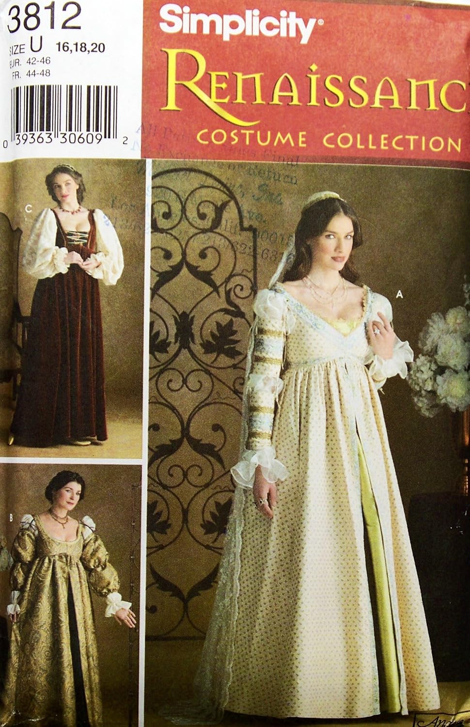 Amazon.com: OOP Simplicity Renaissance Costume Pattern 3812. Misses Szs ...