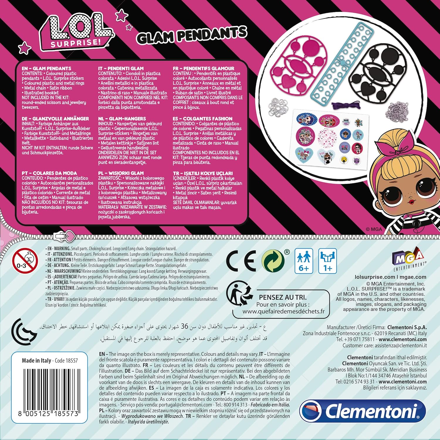 Clementoni 18557, LOL – Glam pendants toy for children, ages 6 years ...
