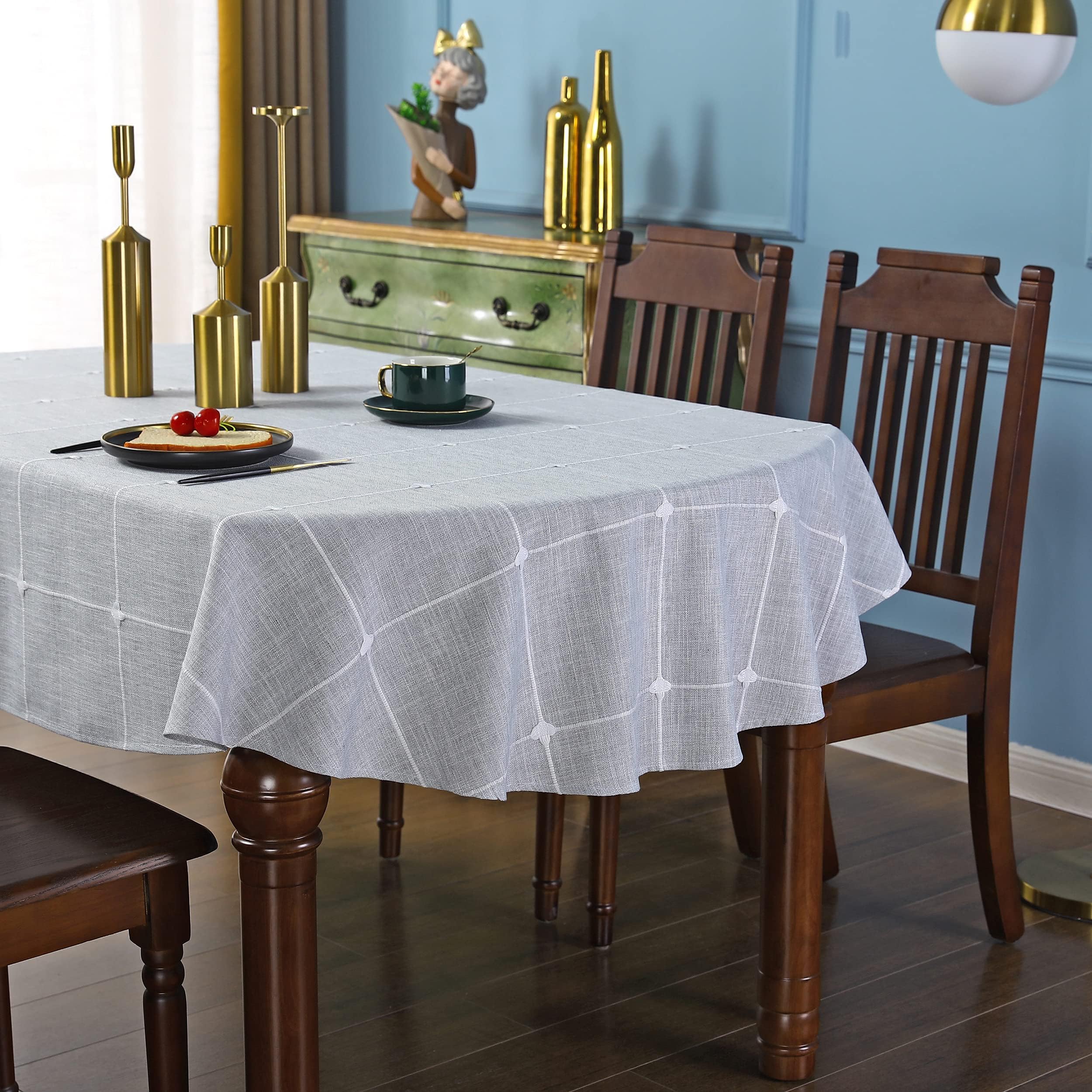 Amazon.com: QsyyHome Lattice Small Square Tablecloth Rustic Embroidery ...