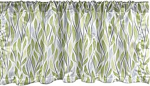 Amazon.com: Lunarable Blue Green Window Valance, Vertically Arranged Nature Pattern of Detailed ...
