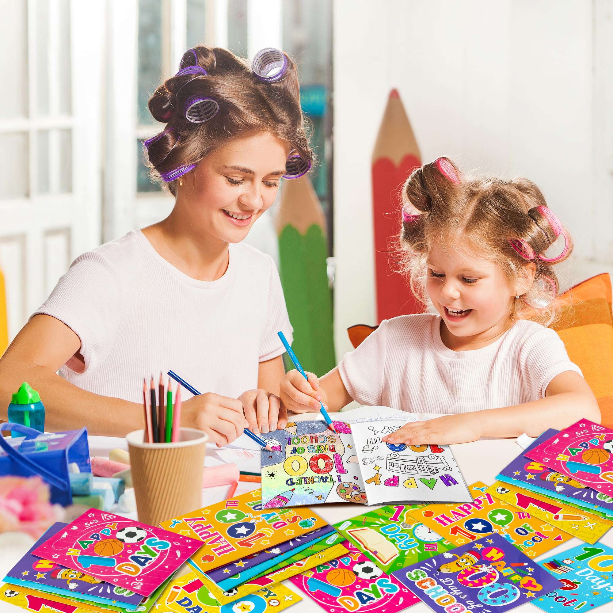 Snapklik.com : 24Pcs 100th Day Of School Coloring Books Happy 100 Days ...