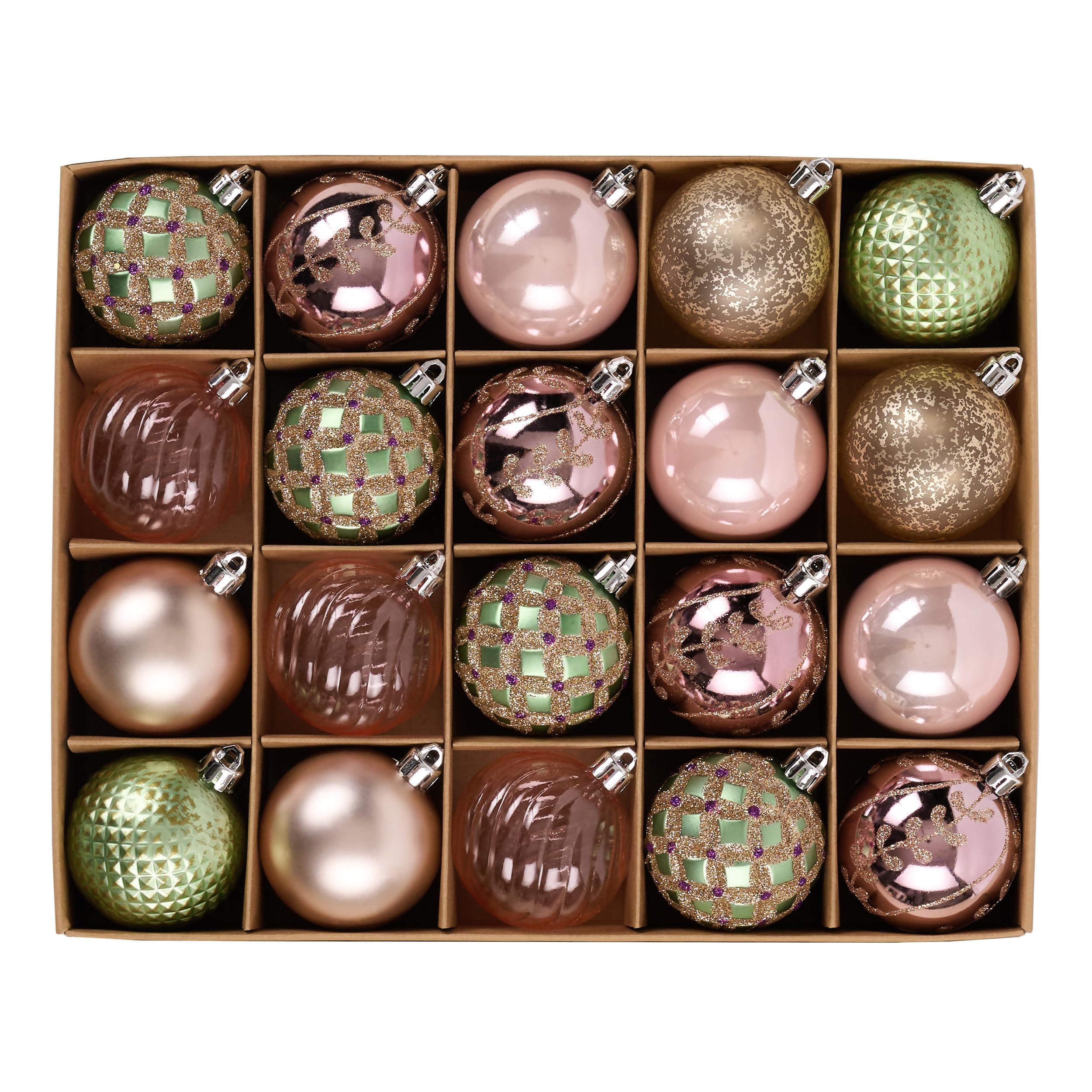 Amazon.com: DecorbyHannah Christmas Tree Ornaments, 20ct 60mm Pink ...