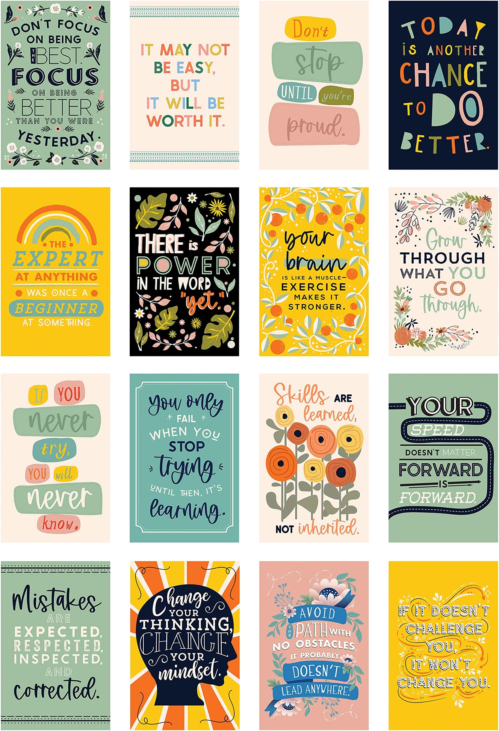 Amazon.com : Decorably Motivational Posters for Classroom - 15 ...