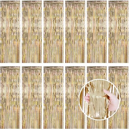 Amazon.com : Champagne Gold Fringe Curtain Party Streamers, 12 Pack 3 ...
